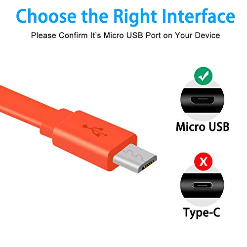 VOTY 2 Pack Replacement Micro USB Charger Flat Cable Cord,Fast Charging Power Supply Cable Line for JBL Speaker Logitech UE Boom GO Xtreme Charge Clip Flip 2 2+ 3 4 Pluse 3.3FT