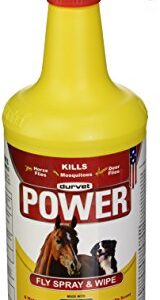 DURVET FLY 003-1020 698903 Power Fly Spray and Wipe for Horses, 32 oz