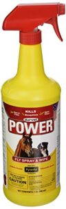 durvet fly 003-1020 698903 power fly spray and wipe for horses, 32 oz