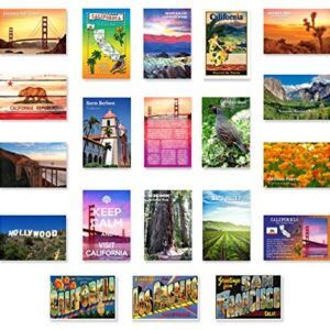 CALIFORNIA postcard set of 20 postcards. CA post card variety pack containing 20 different post cards. Made in USA.