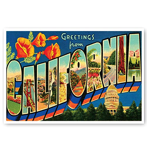 CALIFORNIA postcard set of 20 postcards. CA post card variety pack containing 20 different post cards. Made in USA.