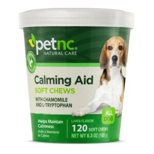 petnc natural care calming aid soft chews for dogs, 120 count