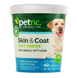 petnc natural care skin and coat soft chews for dogs, 60 count