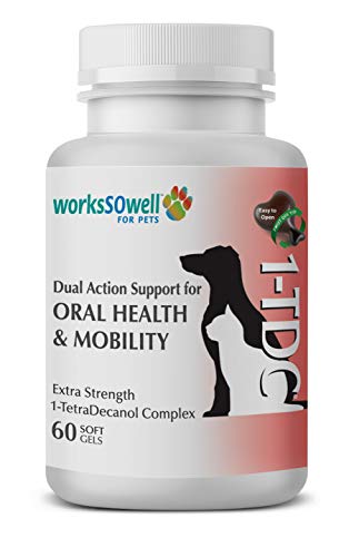 WorksSoWell 1TDC Dual Action Natural Support – 60 Twist Off Soft Gels | Delivers 4 Health Benefits for Dogs & Cats | Supports Oral, Hip & Joint Health, Muscle & Stamina Recovery, Skin & Coat Health