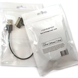 HomeSpot Short 30 pin iPhone 4 Cable Apple MFi Certified 8" 20cm Compatible with iPhone 4S 3G / 3GS, iPad 3 2 1 iPod - 1 Pack