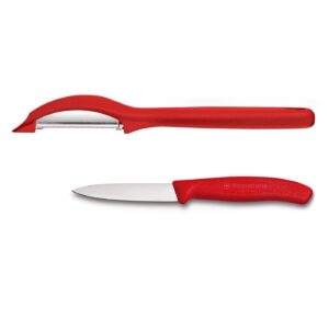 victorinox vic-7.6075.7601.us1 swiss classic pillow packs serrated peeler & 3¼" paring red