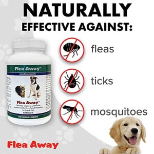 Flea Away All Natural Supplement for Fleas, Ticks, and Mosquitos Prevention for Dogs and Cats, 100 Chewable Tablets, 3 Pack