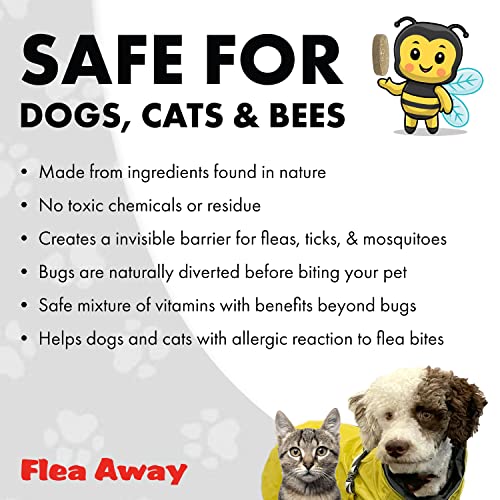 Flea Away All Natural Supplement for Fleas, Ticks, and Mosquitos Prevention for Dogs and Cats, 100 Chewable Tablets, 3 Pack