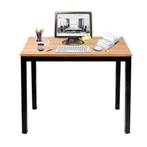 need small computer desk for home&office- 31.5'' length small writing desk gaming desk students laptop use, teak color desktop & black frame ac3bb(8060)