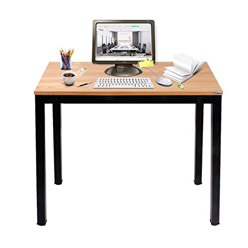 Need Small Computer Desk for Home&Office- 31.5'' Length Small Writing Desk Gaming Desk Students Laptop Use, Teak Color Desktop & Black Frame AC3BB(8060)