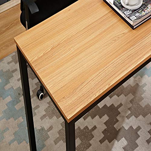 Need Small Computer Desk for Home&Office- 31.5'' Length Small Writing Desk Gaming Desk Students Laptop Use, Teak Color Desktop & Black Frame AC3BB(8060)