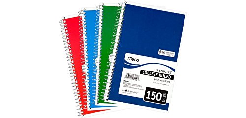 Mead 3-Subject Wirebound College Ruled Notebook, 9.5" x 5.5", Pack Of 6