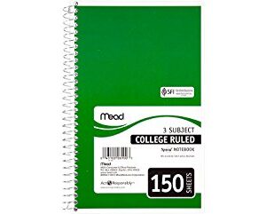 Mead 3-Subject Wirebound College Ruled Notebook, 9.5" x 5.5", Pack Of 6