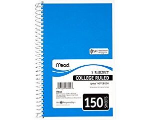 Mead 3-Subject Wirebound College Ruled Notebook, 9.5" x 5.5", Pack Of 6