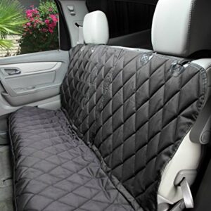 4Knines Dog Seat Cover Without Hammock for Fold Down Rear Bench Seat 60/40 Split and Middle Seat Belt Capable - Heavy Duty - Black Regular - Fits Most Cars, SUVs, and Small Trucks - USA Based Company