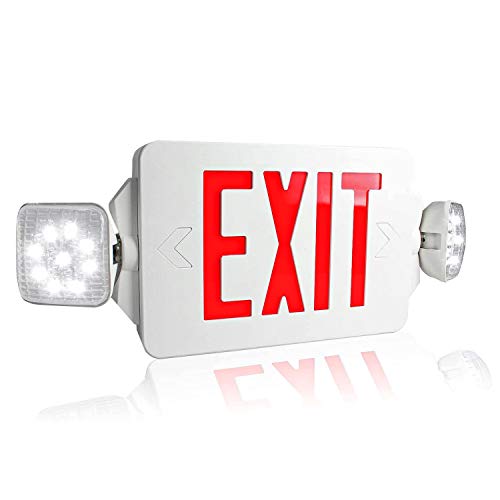 eTopLighting LED Exit Sign Emergency Lighting Emergency LED Light (UL924, ETL Listed) / Rotate LED Lamp Head/Red Letter in White Body, EL2CR-1