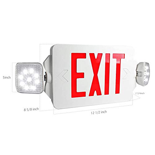 eTopLighting LED Exit Sign Emergency Lighting Emergency LED Light (UL924, ETL Listed) / Rotate LED Lamp Head/Red Letter in White Body, EL2CR-1