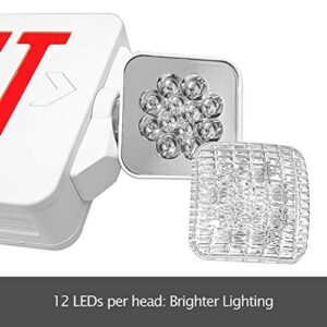 eTopLighting LED Exit Sign Emergency Lighting Emergency LED Light (UL924, ETL Listed) / Rotate LED Lamp Head/Red Letter in White Body, EL2CR-1