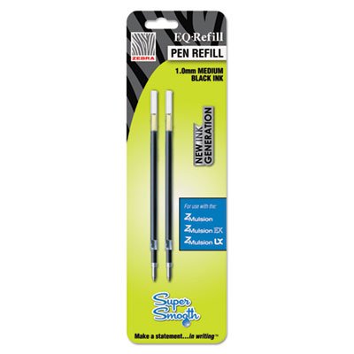 Z-Mulsion Pen Refills, 1.0mm, 2/PK, Black, Sold as 1 Package