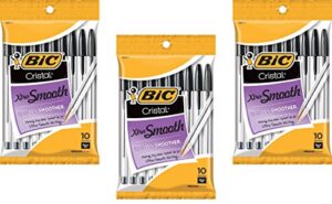 bic cristal stic medium ball pen, black 10 ea ( pack of 3)