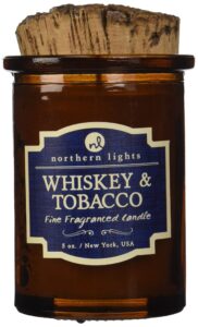 northern lights candles whiskey and tobacco spirit candle, 5 oz, amber