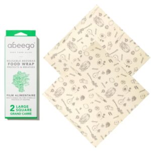 abeego, the original beeswax food storage wrap - set of two 13" natural square sheets