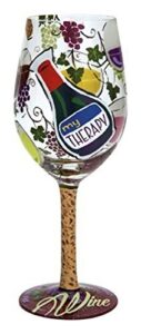 designs by lolita “my therapy” hand-painted artisan wine glass, 15 oz.