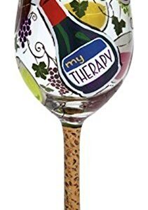 Designs by Lolita “My Therapy” Hand-painted Artisan Wine Glass, 15 oz.