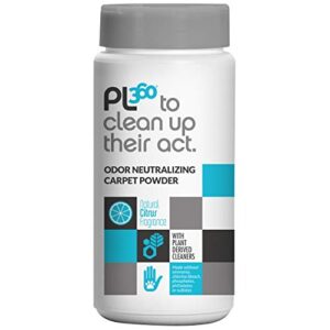 pl360 pet odor neutralizing carpet powder | pet smell oder eliminator | removes cat, dog, pet, bad odors from carpets | eco friendly, natural and safe ingredients | 16 oz