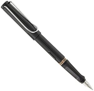 lamy safari fountain pen (19f) black + 5 black ink cartridges, (model: l19bkf)