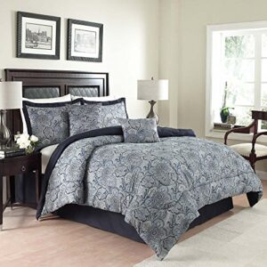 waverly paddock modern farmhouse 6-piece comforter set, king, porcelain