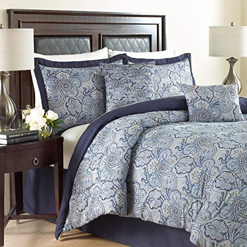 Waverly Paddock Modern Farmhouse 6-Piece Comforter Set, King, Porcelain