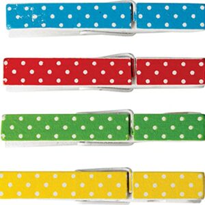 Teacher Created Resources 20671 Polka Dots Clothespins Clothes Pin, 0.6" x 0.3" x 2.9", Multi, 20 per Pack