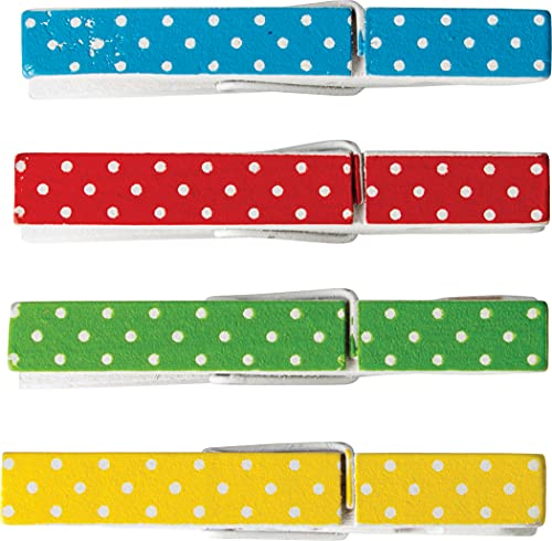 Teacher Created Resources 20671 Polka Dots Clothespins Clothes Pin, 0.6" x 0.3" x 2.9", Multi, 20 per Pack