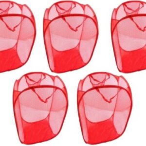 5 PCS Foldable Pop Up Laundry Bag Basket (fine mesh-random color)