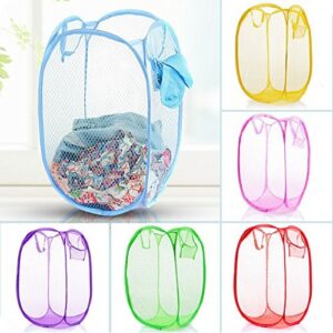 5 PCS Foldable Pop Up Laundry Bag Basket (fine mesh-random color)