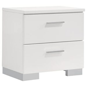 coaster home furnishings felicity 2-drawer nightstand glossy white