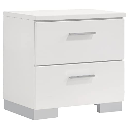 Coaster Home Furnishings Felicity 2-Drawer Nightstand Glossy White