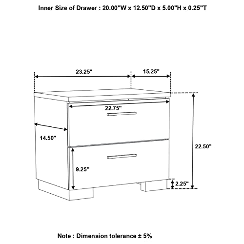 Coaster Home Furnishings Felicity 2-Drawer Nightstand Glossy White