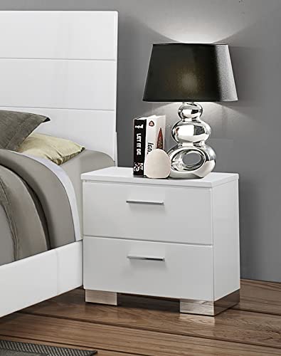 Coaster Home Furnishings Felicity 2-Drawer Nightstand Glossy White