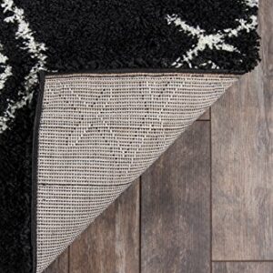 Momeni Rugs Maya Collection, Ultra Thick Pile Shag Area Rug, 5'3" x 7'6", Black