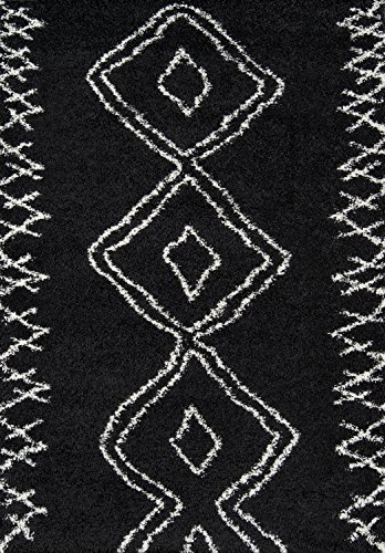 Momeni Rugs Maya Collection, Ultra Thick Pile Shag Area Rug, 5'3" x 7'6", Black