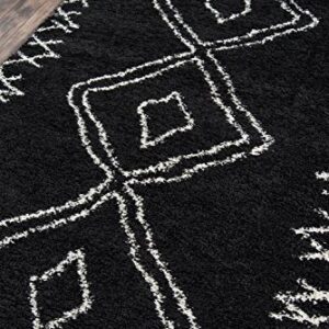 Momeni Rugs Maya Collection, Ultra Thick Pile Shag Area Rug, 5'3" x 7'6", Black