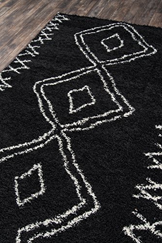 Momeni Rugs Maya Collection, Ultra Thick Pile Shag Area Rug, 5'3" x 7'6", Black