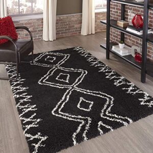 Momeni Rugs Maya Collection, Ultra Thick Pile Shag Area Rug, 5'3" x 7'6", Black