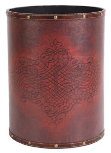 vintiquewise(tm) faux leather antique design waste bin