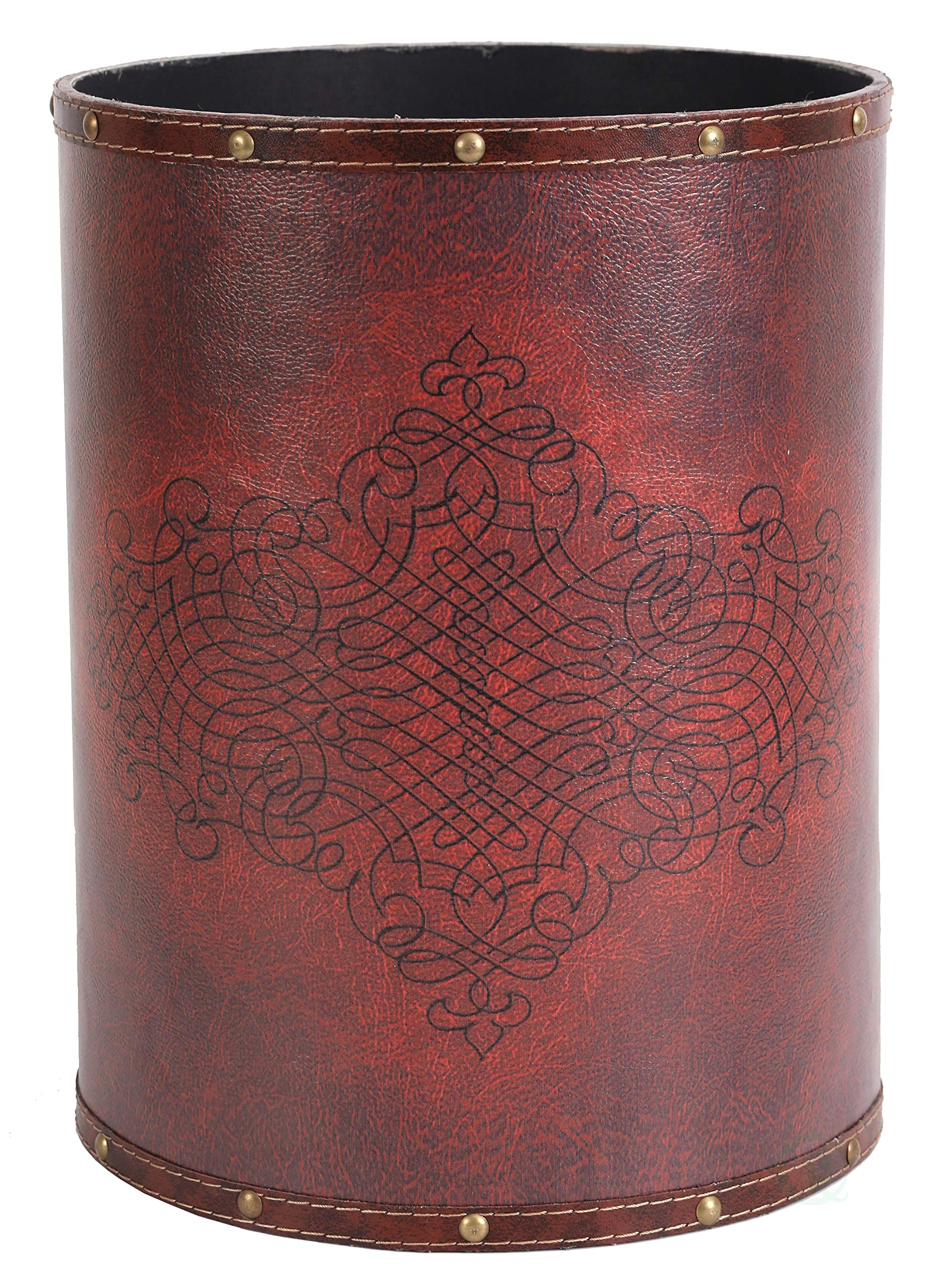 Vintiquewise(TM) Faux Leather Antique Design Waste Bin