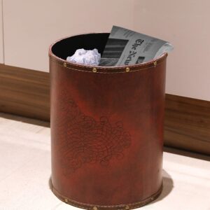 Vintiquewise(TM) Faux Leather Antique Design Waste Bin