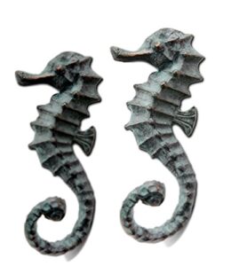 seahorse hooks set of 2 cast iron 5 inch wall decor