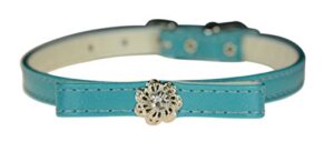 evans collars 3/8" jeweled and filigree collar with bow, size 16, vinyl, turquoise